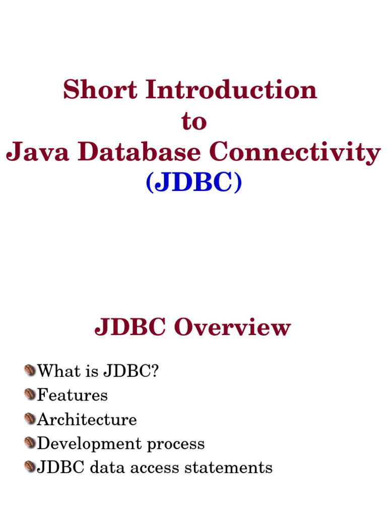 JDBC_SHORT_INTRO_LECTURE | PDF | Databases | Sql