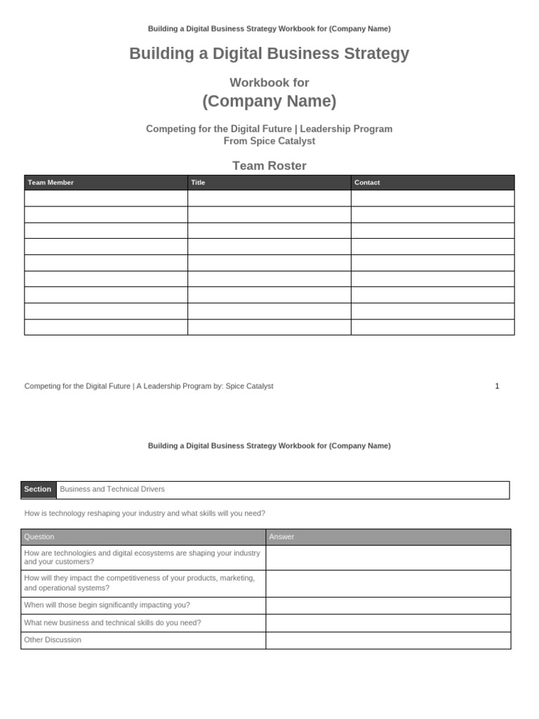 Digital Business Strategy Workbook | PDF | Strategic Management | Analytics