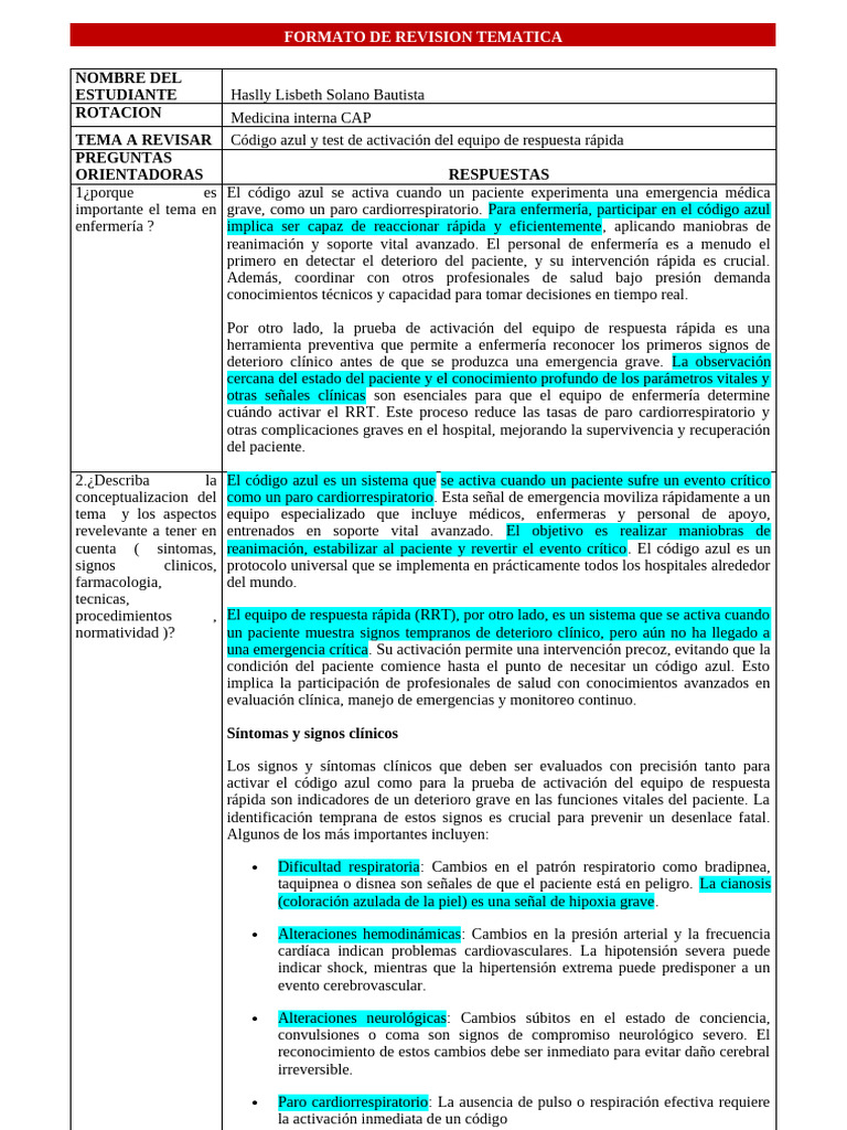 Importancia del Código Azul en Enfermería | PDF | Paro cardíaco ...
