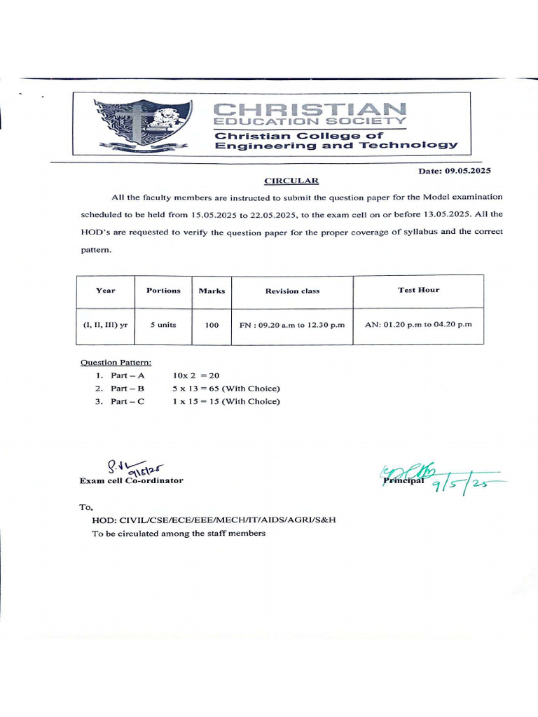Model Exam Time Table | PDF