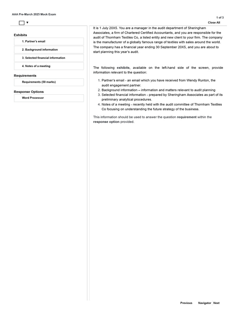 AAA Mock Exam: Audit and Forensic Cases | PDF