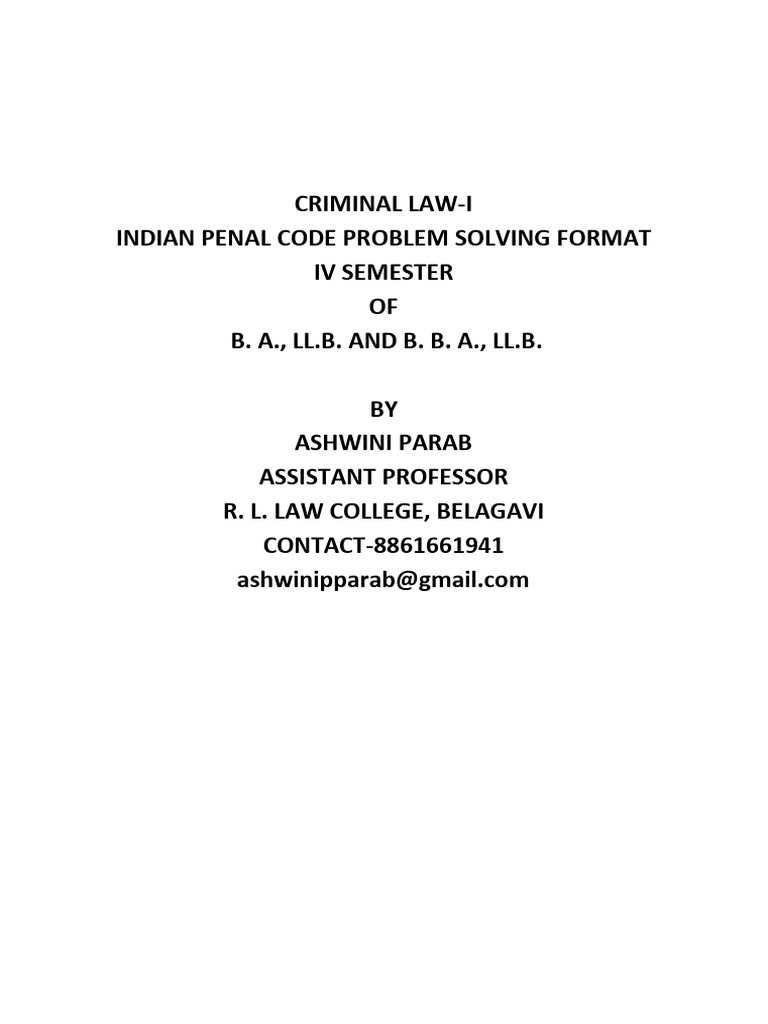Problem Solving Indian Penal Code | PDF | Assault | Crimes