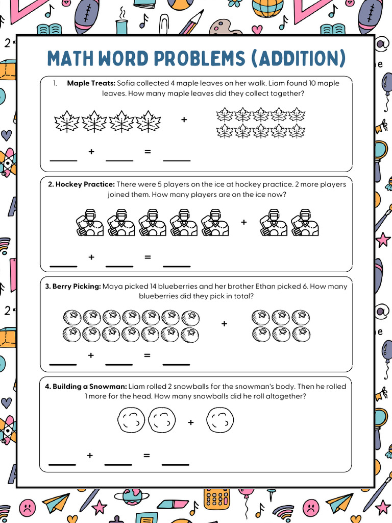 First Grade Addition Math Story Problems | PDF