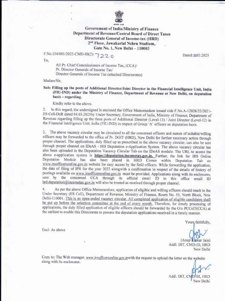 Sfio Joint Director Circular | PDF