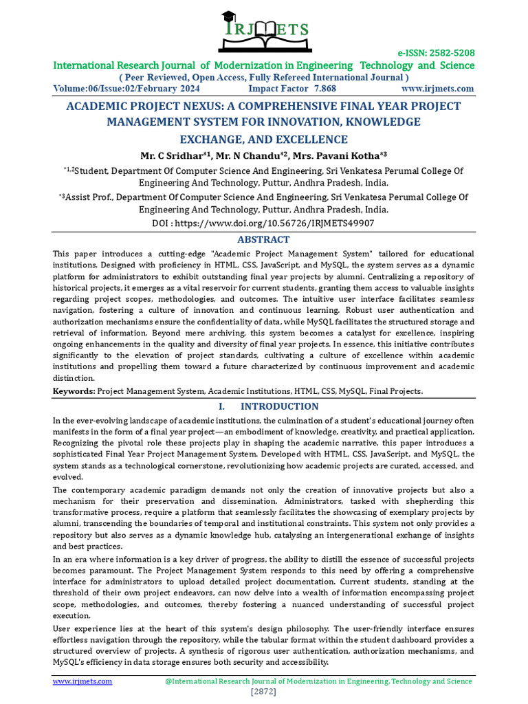 Academic Project Nexus: A Comprehensive Final Year Project Management ...