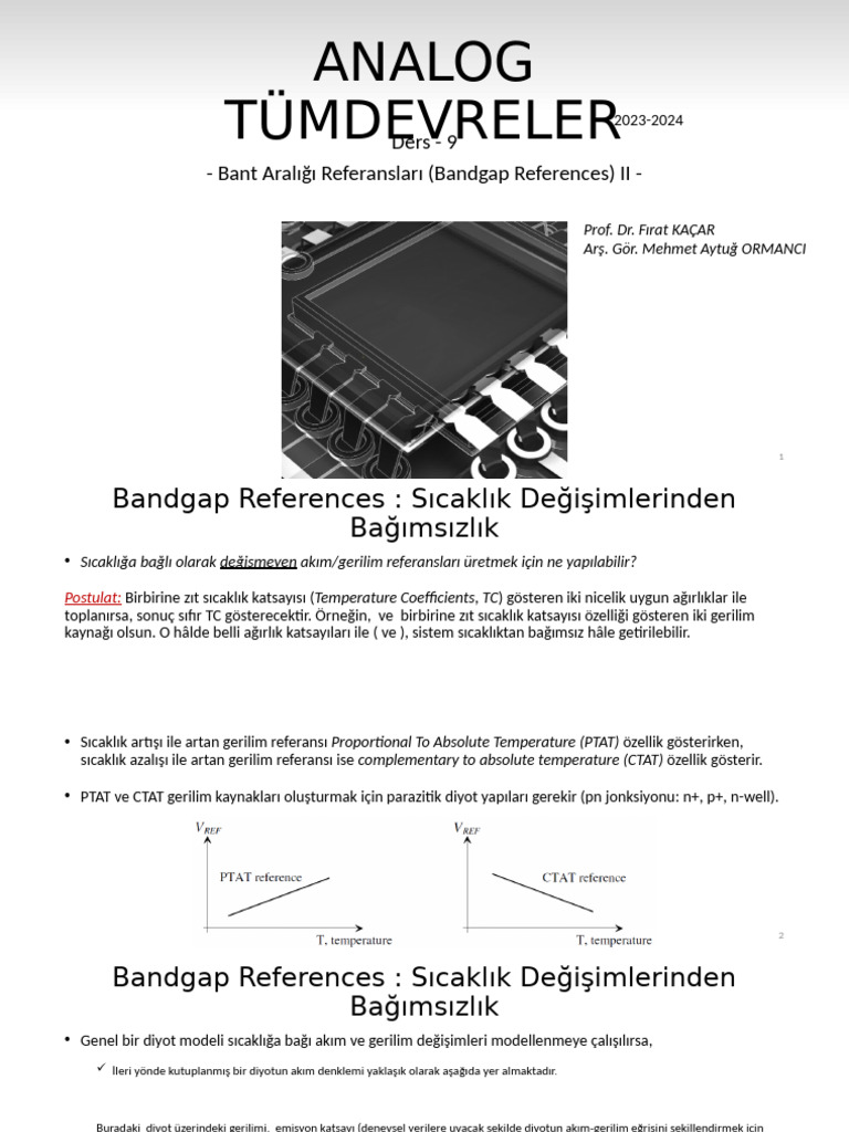 Analog Tümdevreler 11. Hafta - Bant Aralığı Referansları (Bandgap References) II | PDF