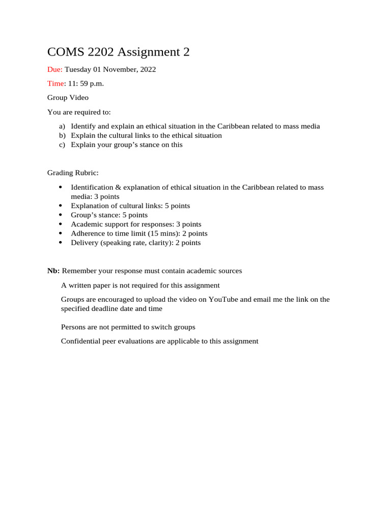 COMS 2202 Assignment 2 | PDF