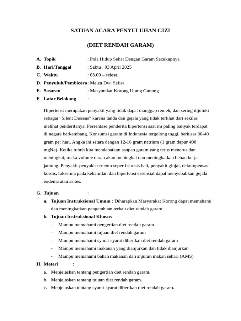 Sap Diet Rendah Garam | PDF