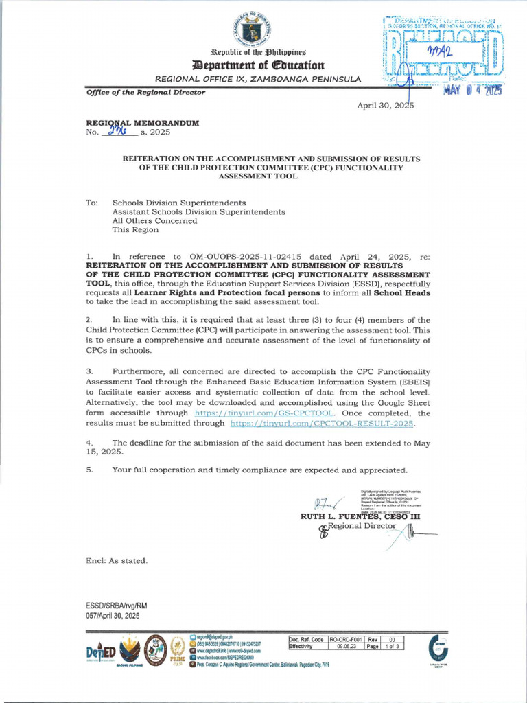 5 4 2025 3342 RM Reiterartion On The Accomplishment and Sumission of ...