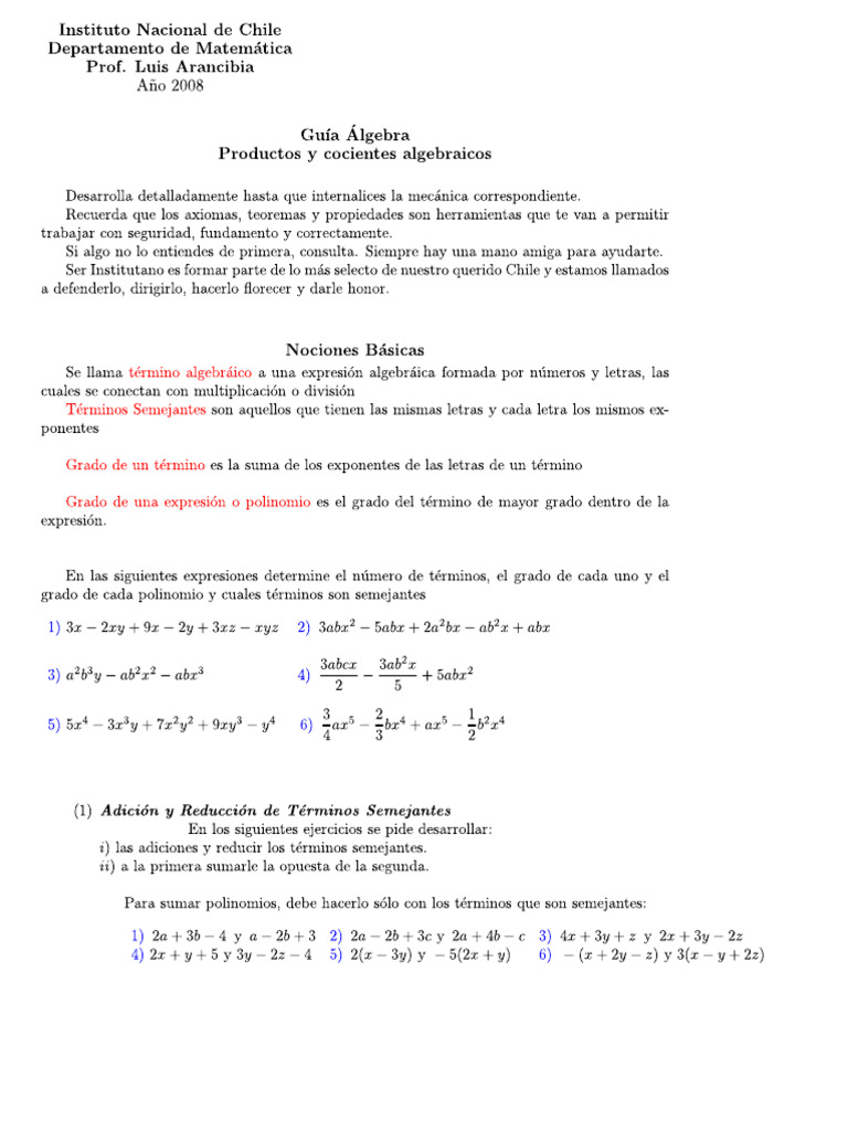 Ejercicios Algebra | PDF