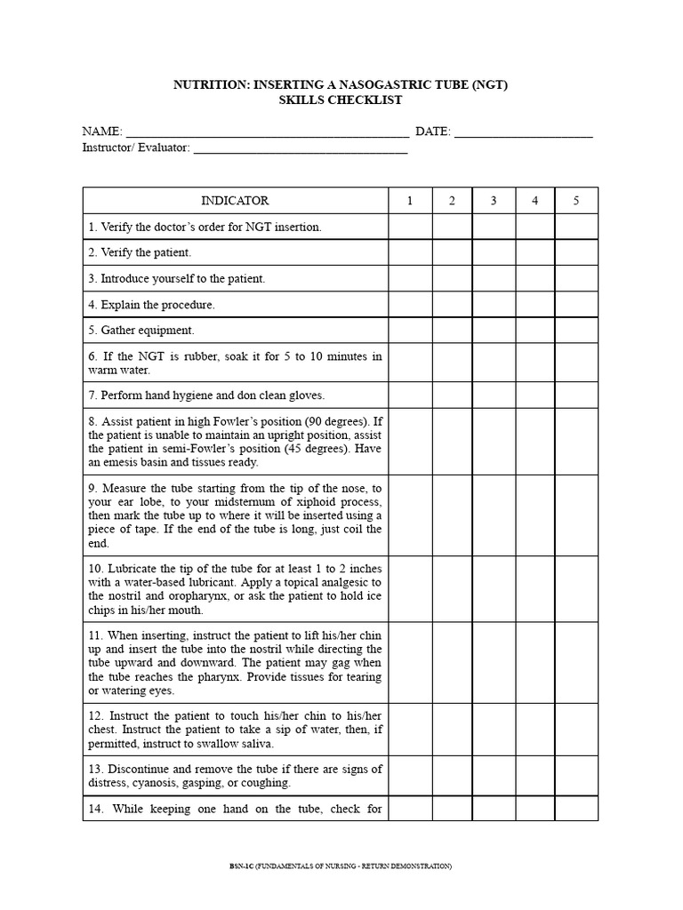 Nutrition NGT Insertion Enteral Feedings NGT Removal | PDF | Clinical ...