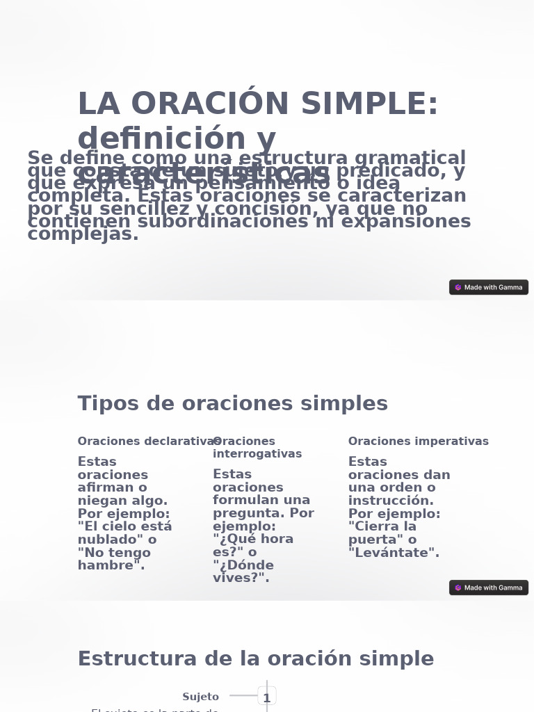 LA ORACION SIMPLE Definicion y Caracteristicas | PDF | Oración ...