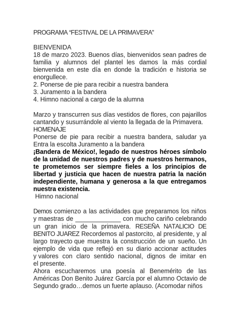 Programa de Primavera | PDF | Temporada de primavera) | Educación de la primera infancia