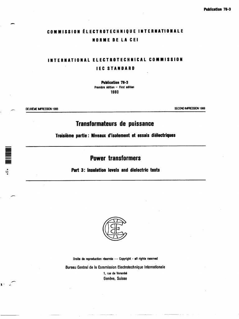 IEC 76-3 - Power Transformers Part 3 - Insulation Leve~99F | PDF