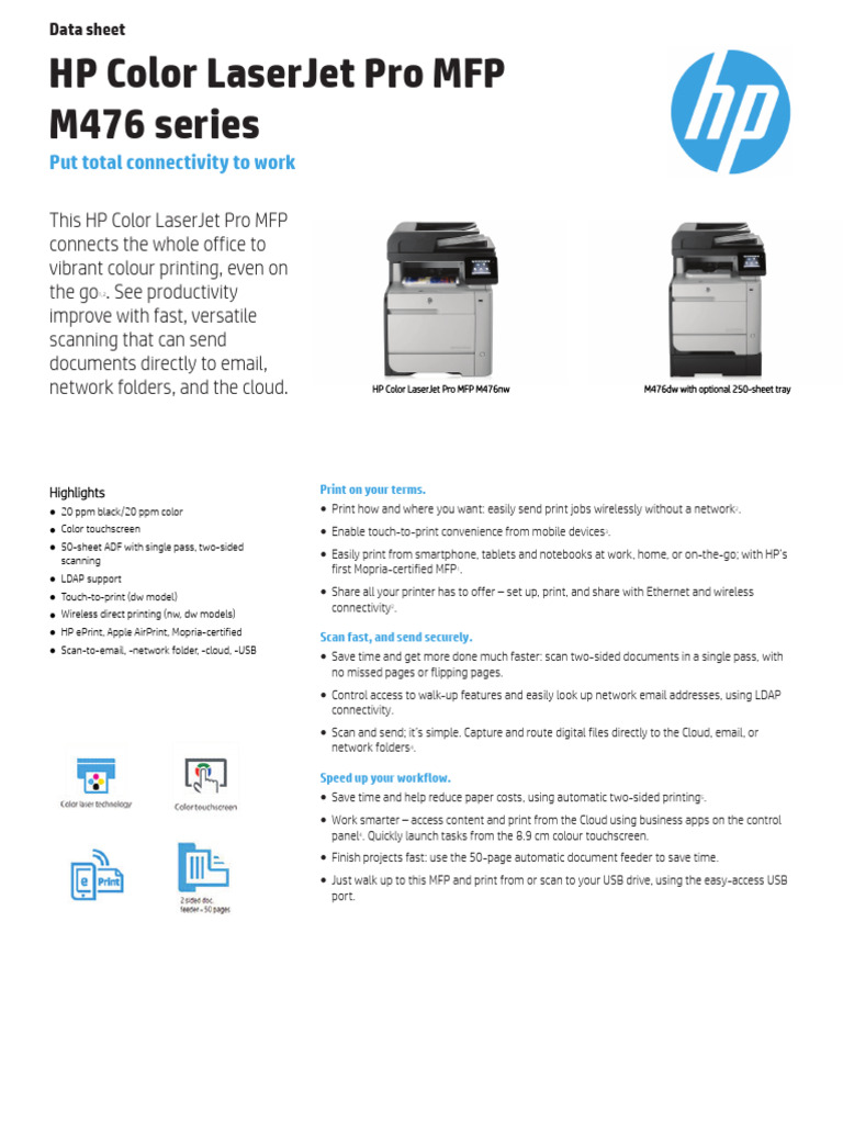 HP Color LaserJet Pro MFP M476 Series | PDF | Image Scanner | Printer (Computing)