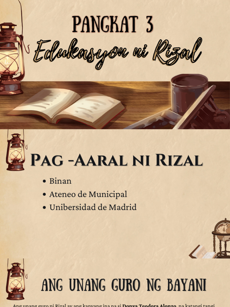 Pangkat 3 - Pag-Aaral Ni Rizal - 20250508 - 220331 - 0000 | PDF