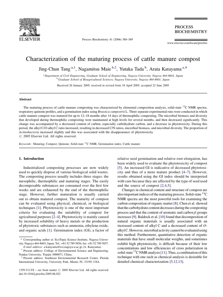Characterization of The Maturing Process of Cattle Manure Compost | PDF | Compost | Organic Matter