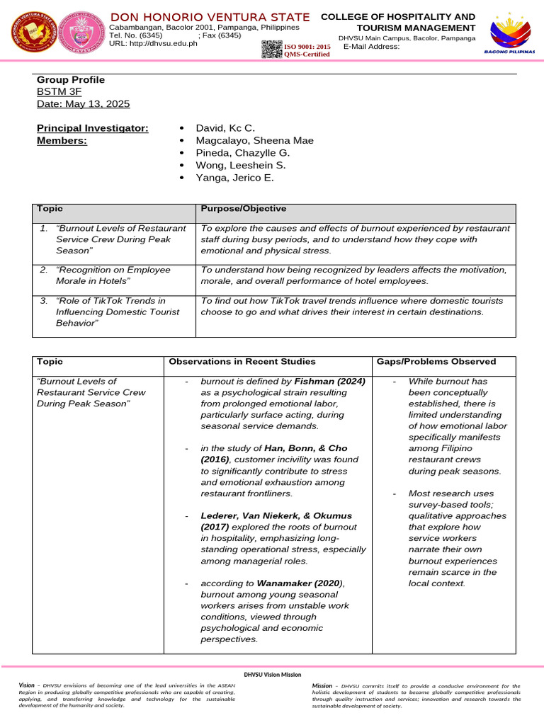 Thquality Final Term Project Concept Note Template Instuctions | PDF | Occupational Burnout ...