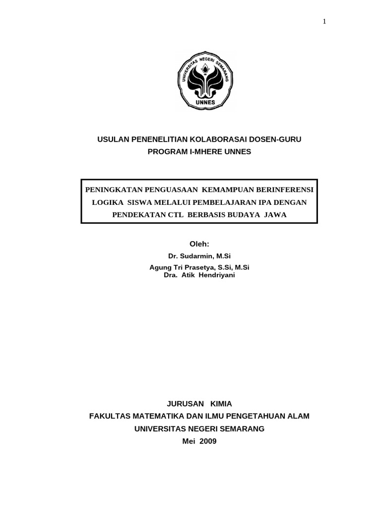 Proposal PTK Kimia | PDF