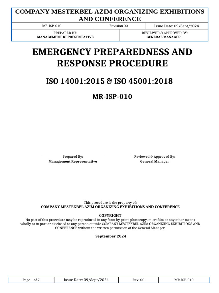 ISP-010 Emergency Prep. & Resp | PDF | Fires | Emergency