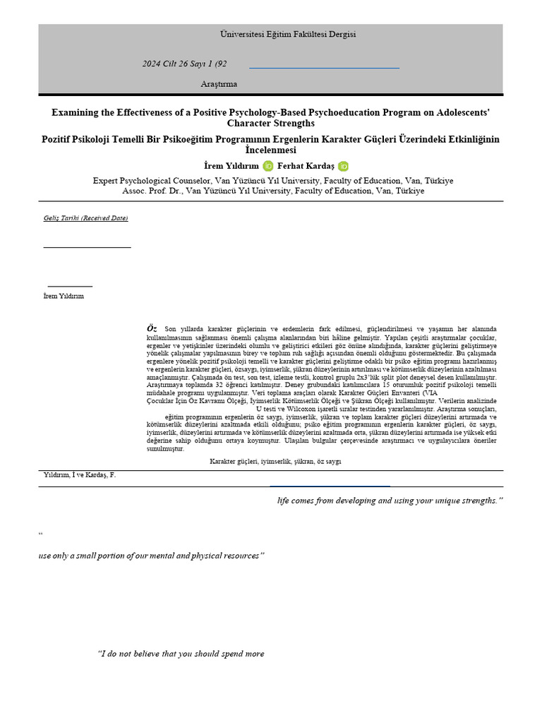 Positive Psychology in Adolescent Development | PDF | Optimism ...