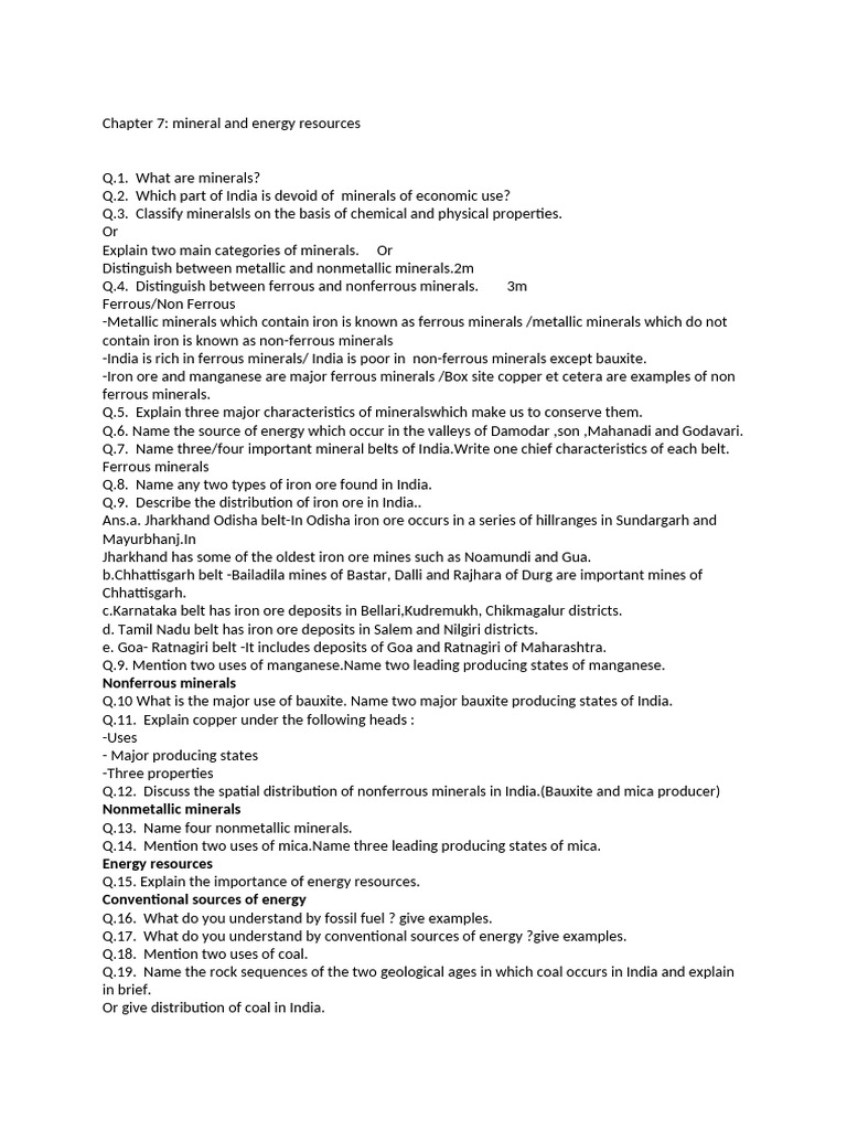 Minerals and Energy Resources | PDF | Energy Development | Coal