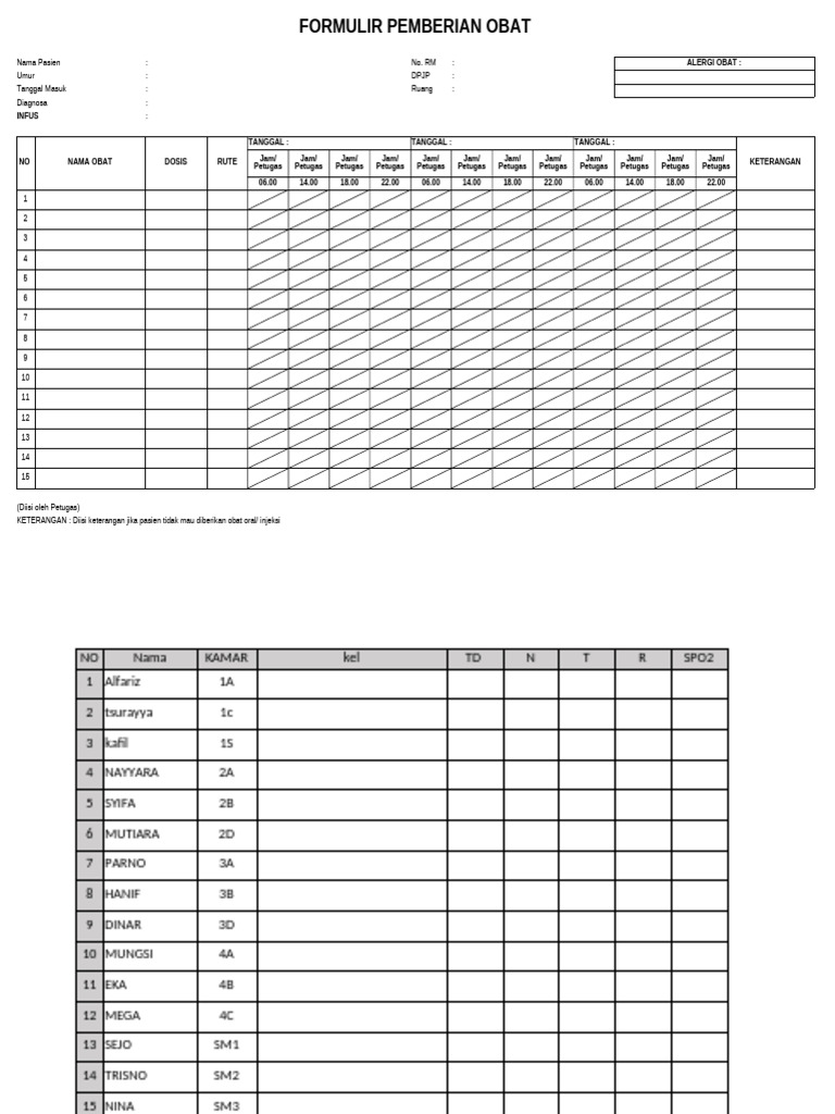Formulir Pemberian Obat | PDF