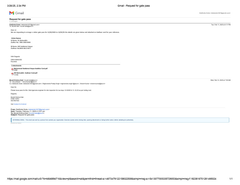 Gmail - Request For Gate Pass | PDF | Internet | Email