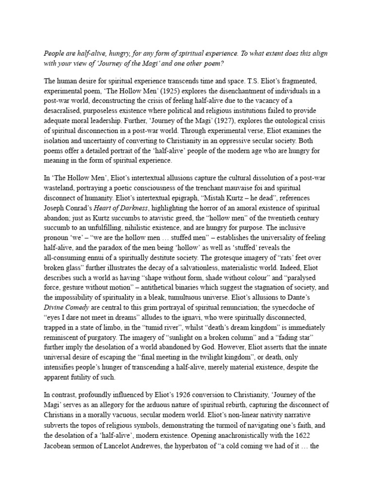 Module B - Hollow Men - Magi Essay | PDF