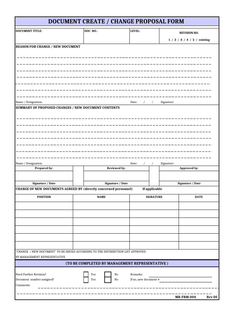 Document Change Proposal Form | PDF