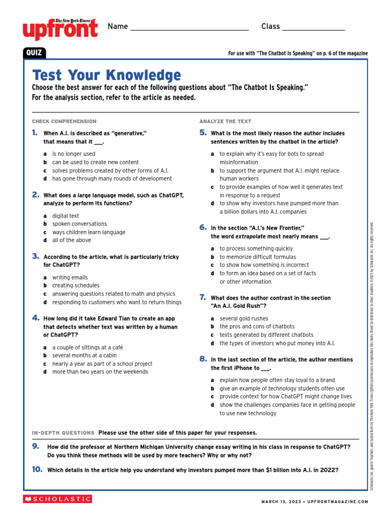 UPF031323 TG Quiz ChatGPT | PDF | Artificial Intelligence ...