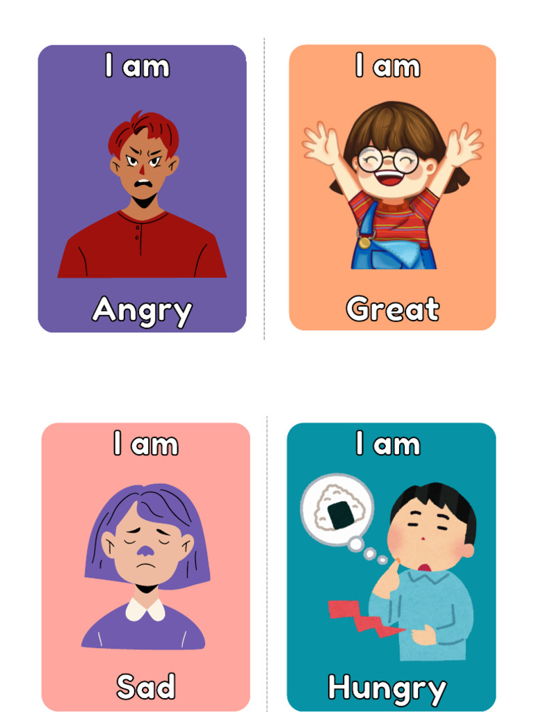 Colorful Emotions Flashcards | PDF