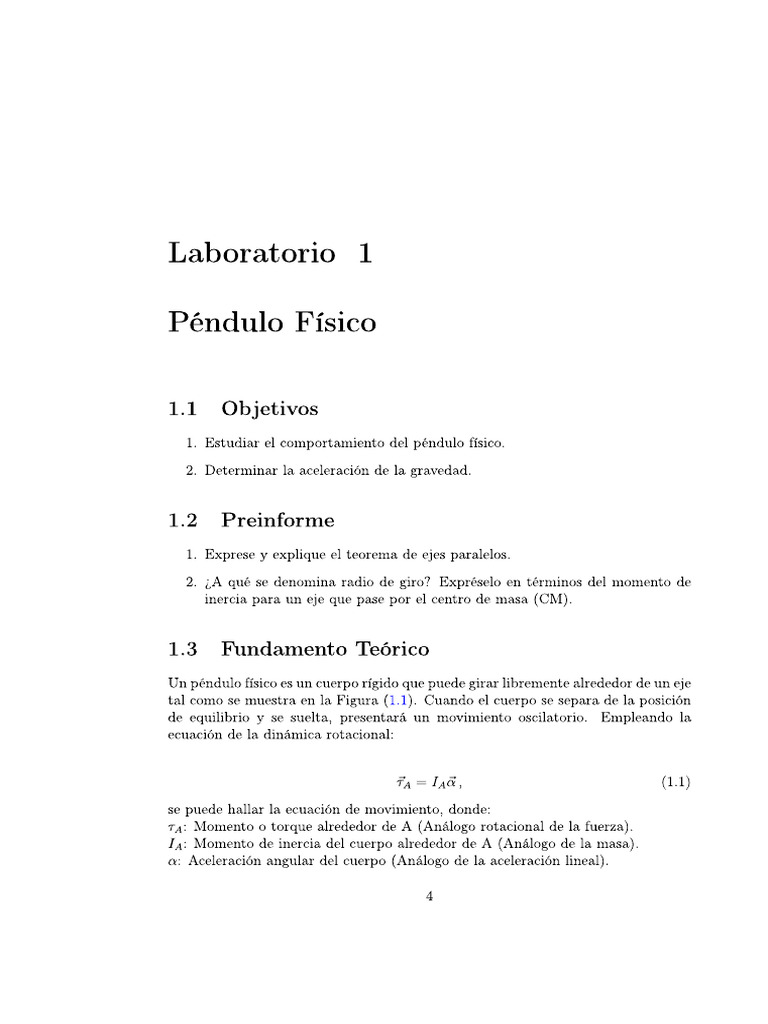 Teoria Pendulo Fisico | PDF