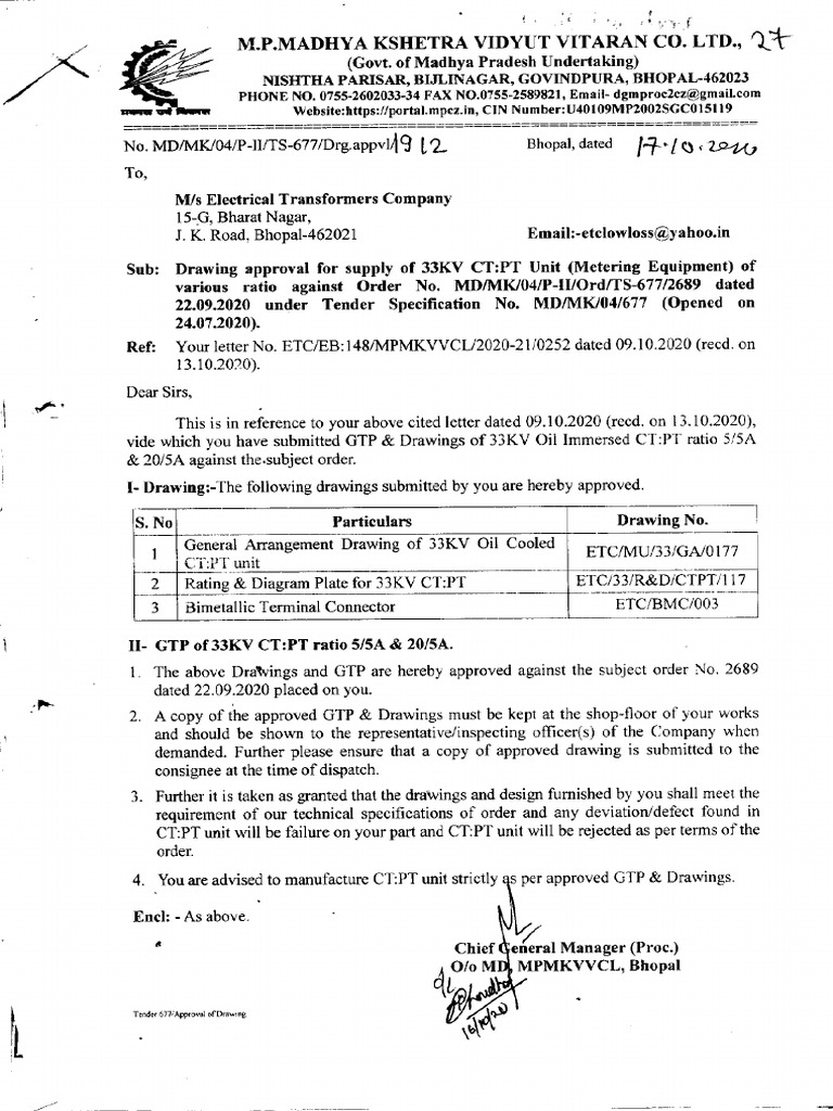 Approved GTP and Drawing Electrical Transformer-TS-677 | PDF