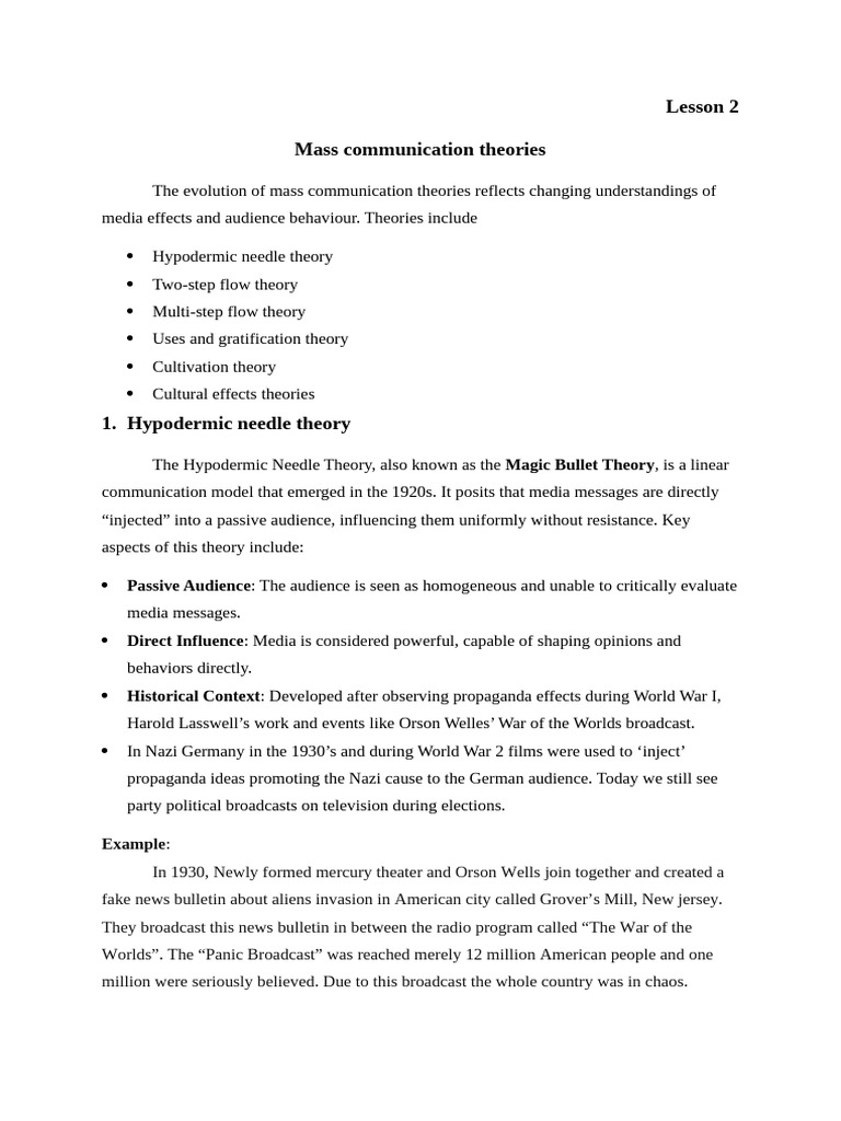 Mass Communication Theories | PDF | Communication | Social Psychology