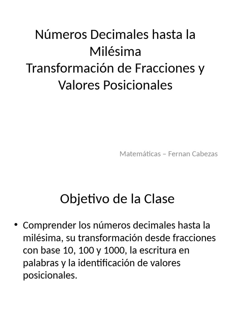 1.-Numeros Decimales Milesima | PDF | Decimal | Notación