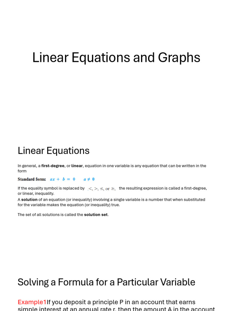 Linear Equations and Graphs-W2 | PDF | Cartesian Coordinate System ...