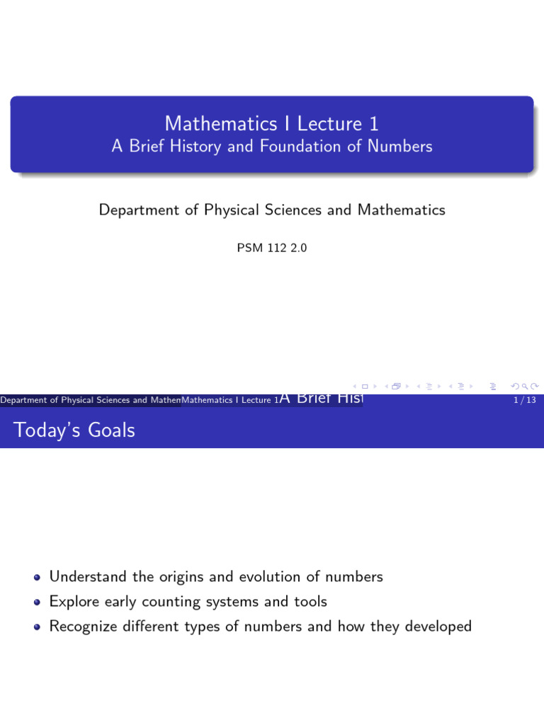 A Brief History and Foundation of Numbers | PDF | Numbers | Mathematics