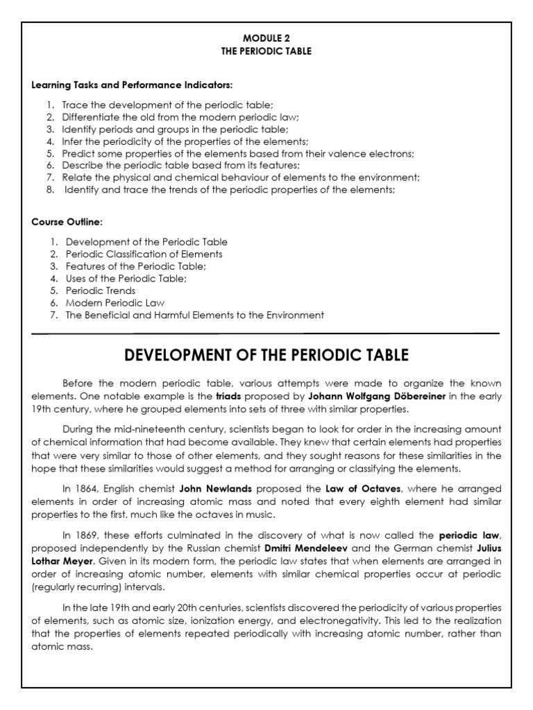 2.0 The Periodic Table | PDF | Periodic Table | Chemical Elements
