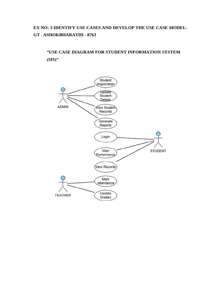 Ex No: 3 Identify Use Cases and Develop The Use Case Model-Gt - Ashokbharathi - 8763 | PDF