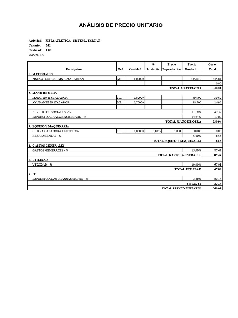 DC - APU - PISTA ATLETICA - SISTEMA TARTAN .XLSX - MAYO MAYO | PDF