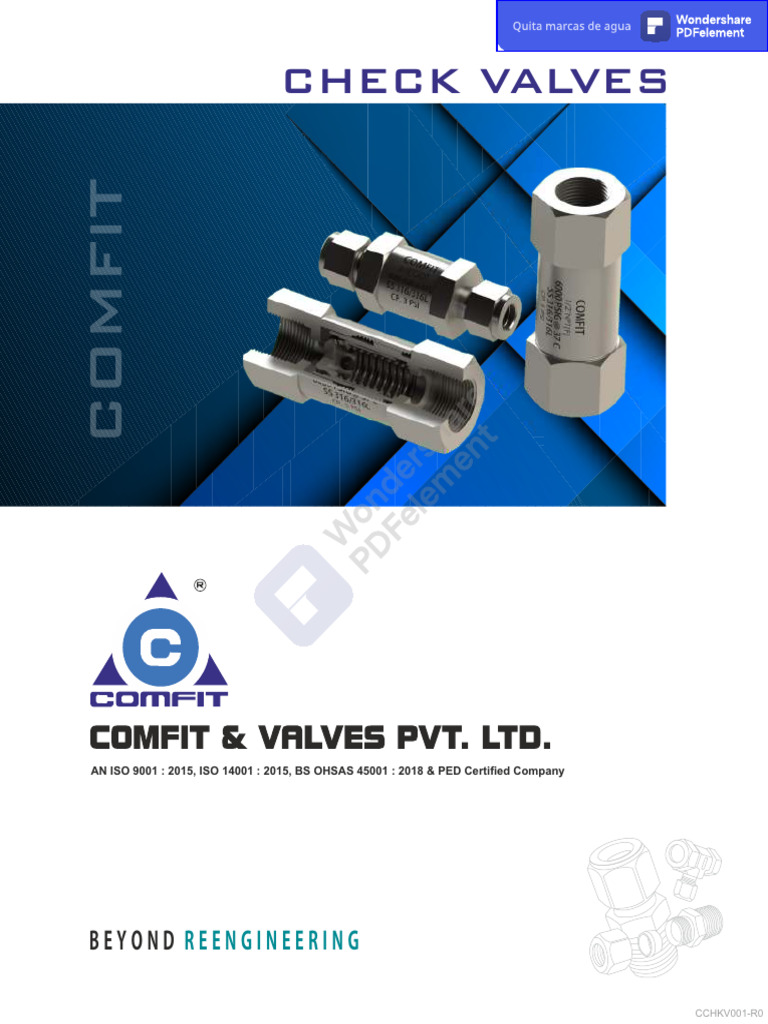 Comfit Check Valves Specifications | PDF | Pressure | Valve