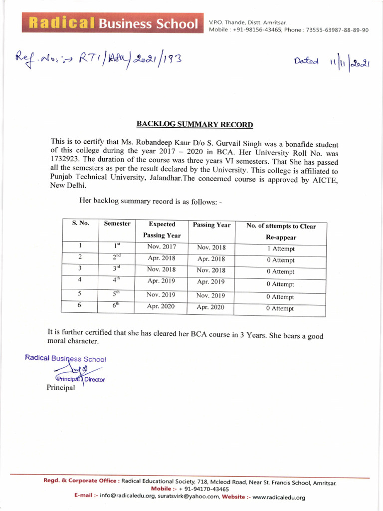 BACKLOG CERTIFICATE | PDF