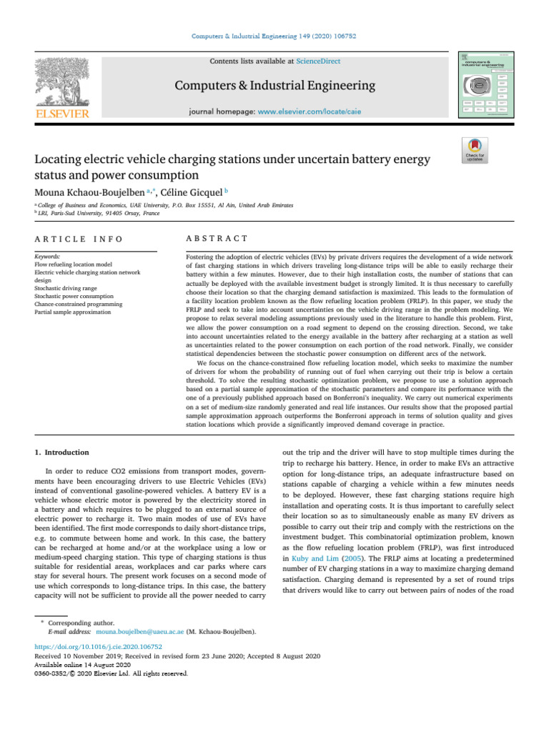 Kchaou Boujelben2020 | PDF | Electric Vehicle | Linear Programming