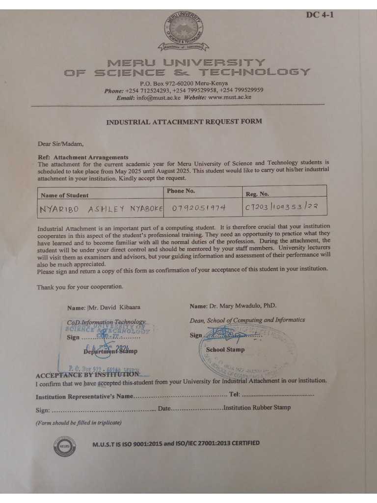 Meru Uni Att Letter | PDF