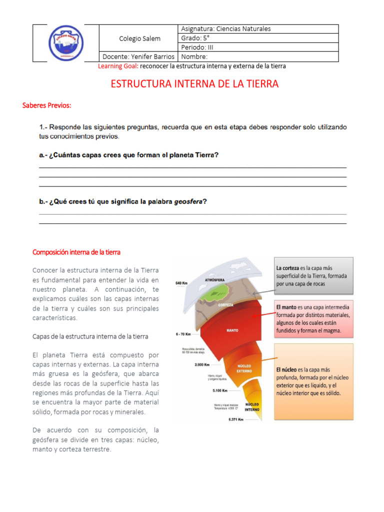 Estructura de las Capas de la Tierra | PDF | Atmósfera | Tierra