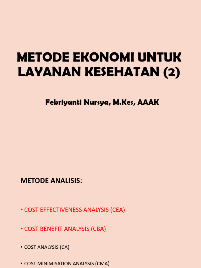 Analisis CEA dan CBA dalam Kesehatan | PDF