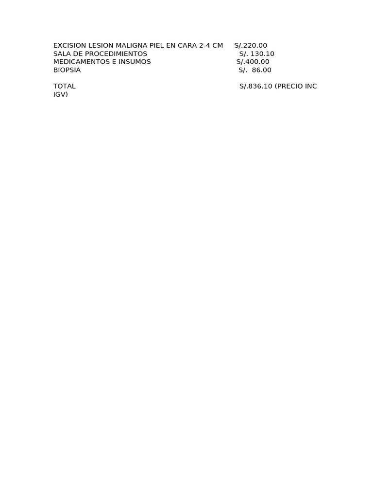 Excision Lesion Maligna Piel en Cara 2 | PDF