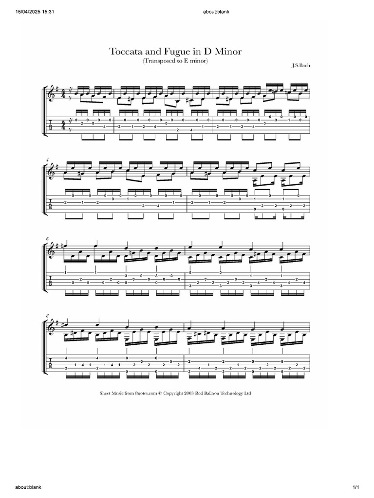 Bach, Johann Sebastian - Toccata and Fugue in D Minor | PDF