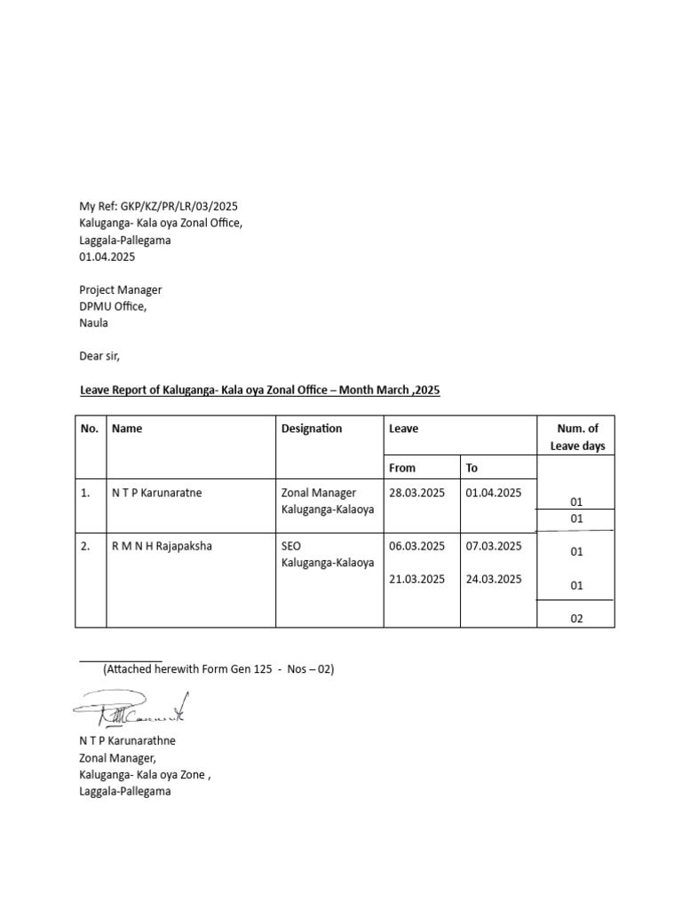 March 2025 Leave Report Summary | PDF